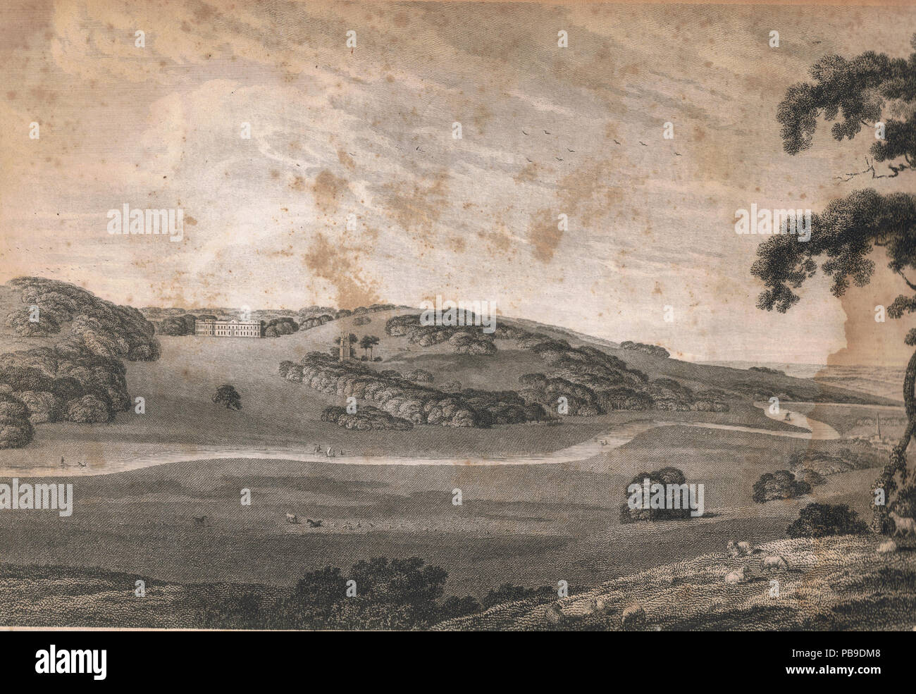 1600 Tawstock House and St. Peter's church, Devon, from Codden Hill, by ...