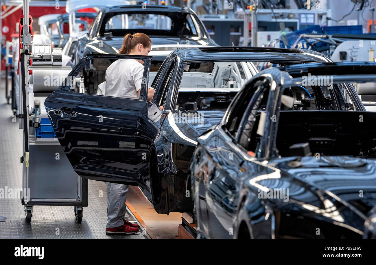 Assembly line Audi A4 and A5 at the Audi AG plant in Ingolstadt Bavaria ...