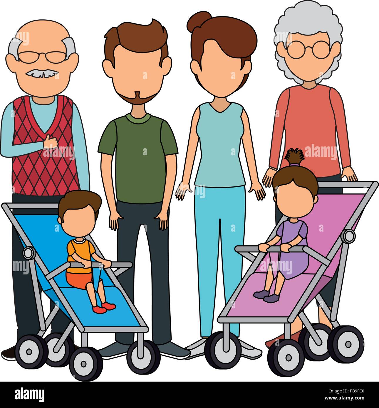 group of cute family members characters vector illustration design ...