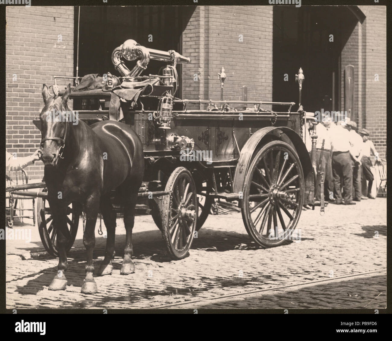 769 Horse-drawn fire wagon at fire station at Eleventh and Lucas ...