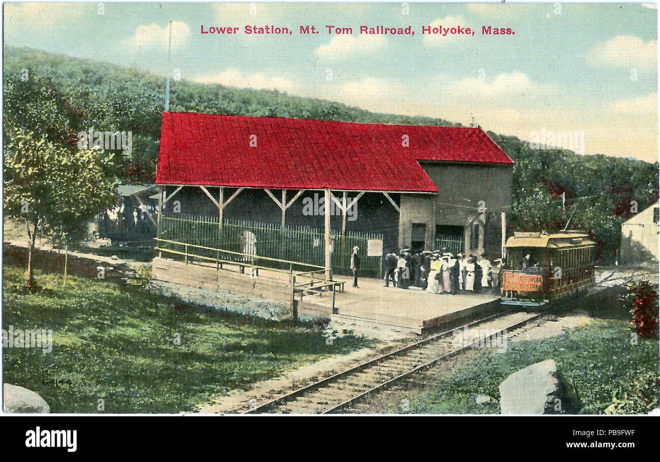 1063 Mount Tom Railroad lower station postcard Stock Photo - Alamy