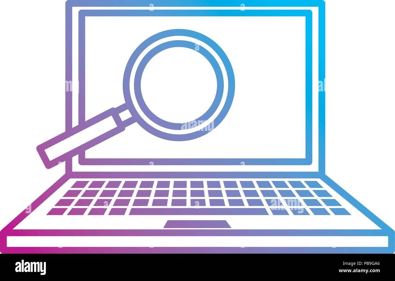 laptop computer with magnifying glass vector illustration design Stock ...