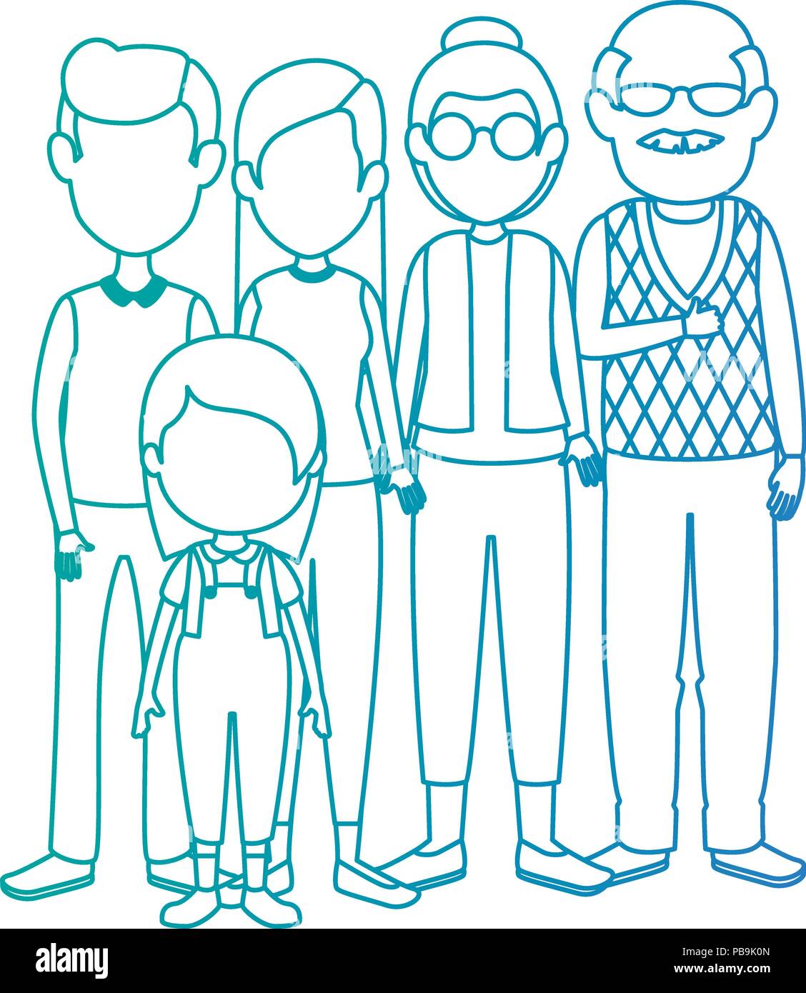 group of cute family members characters vector illustration design ...