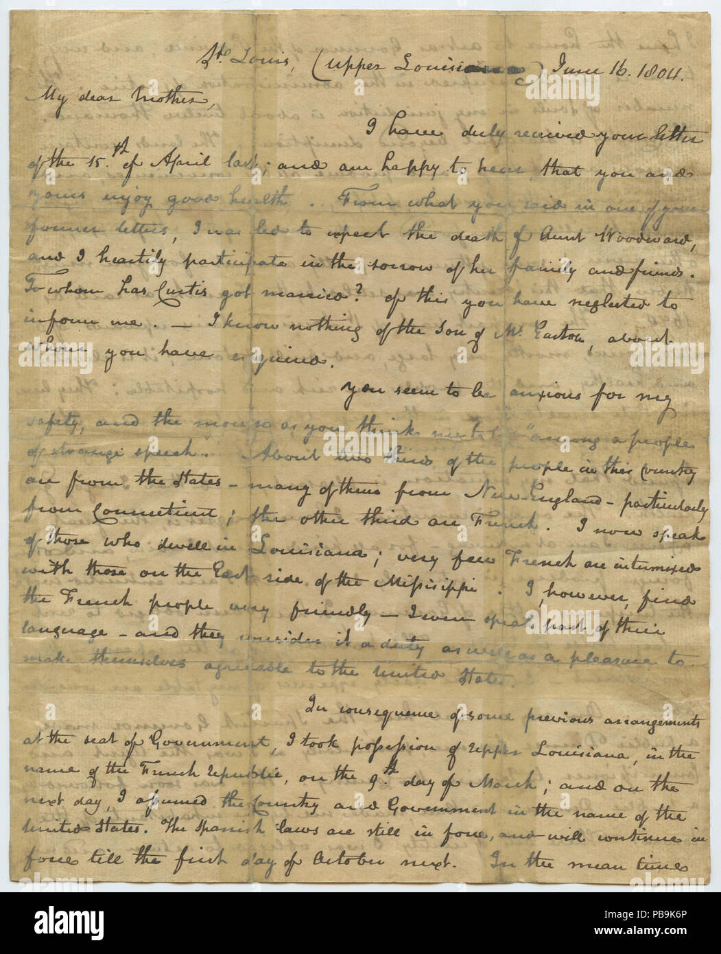 905 Letter signed Amos Stoddard, St. Louis, (Upper Louisiana), to his ...