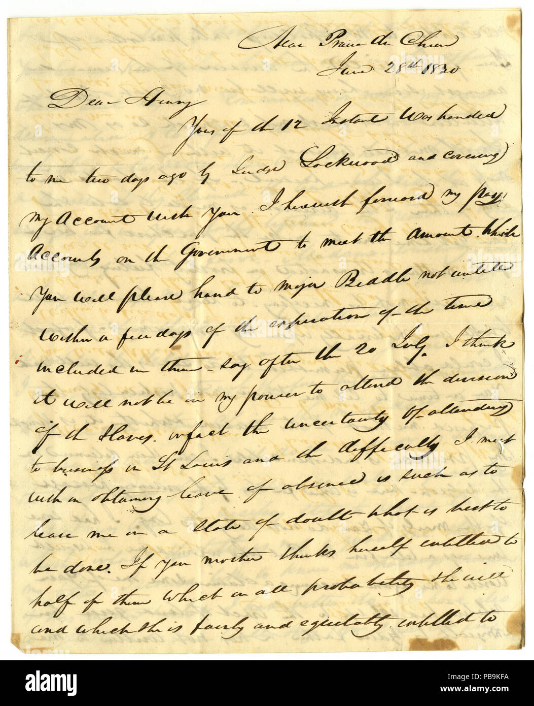 912 Letter signed T.F. Smith, near Prairie du Chien, to Henry Chouteau ...