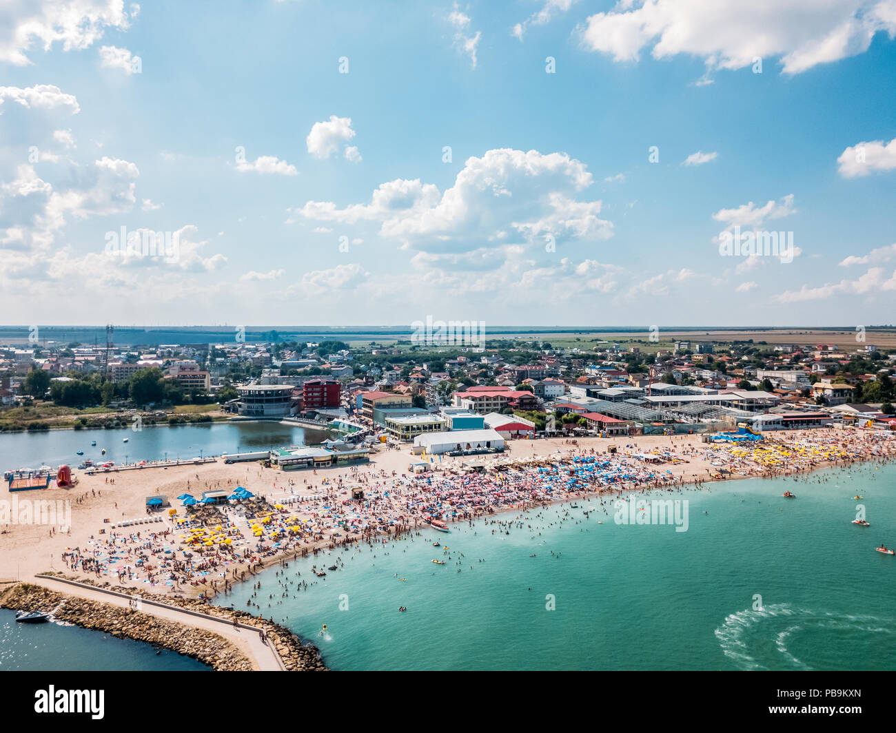 Aerial View Of Costinesti Beach Resort In Romania At The Black Sea ...