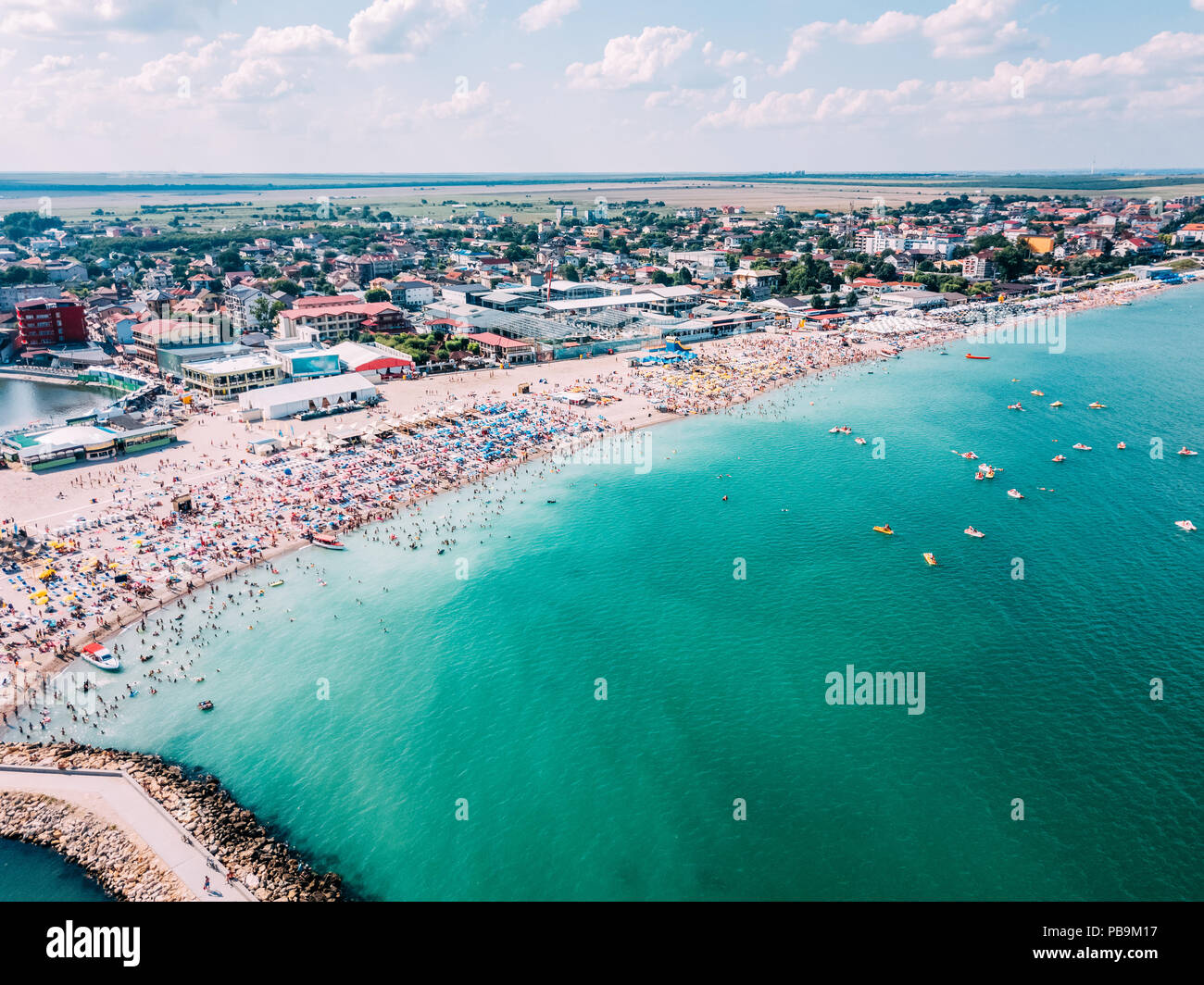 Aerial View Of Costinesti Beach Resort In Romania At The Black Sea ...