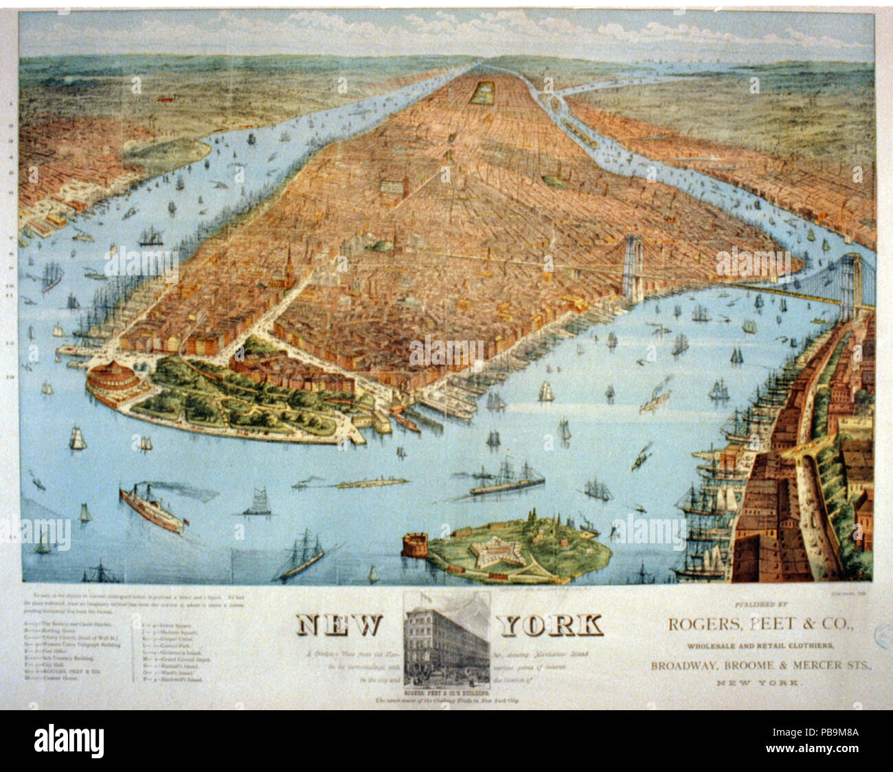 1097 New York- a birdseye view from the harbor, showing Manhattan ...