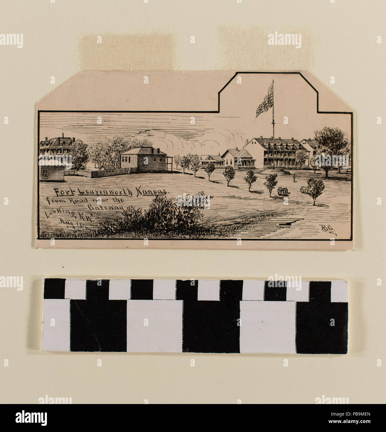 804 Ink Drawing of Fort Leavenworth, Kansas by A.B. Greene Stock Photo ...