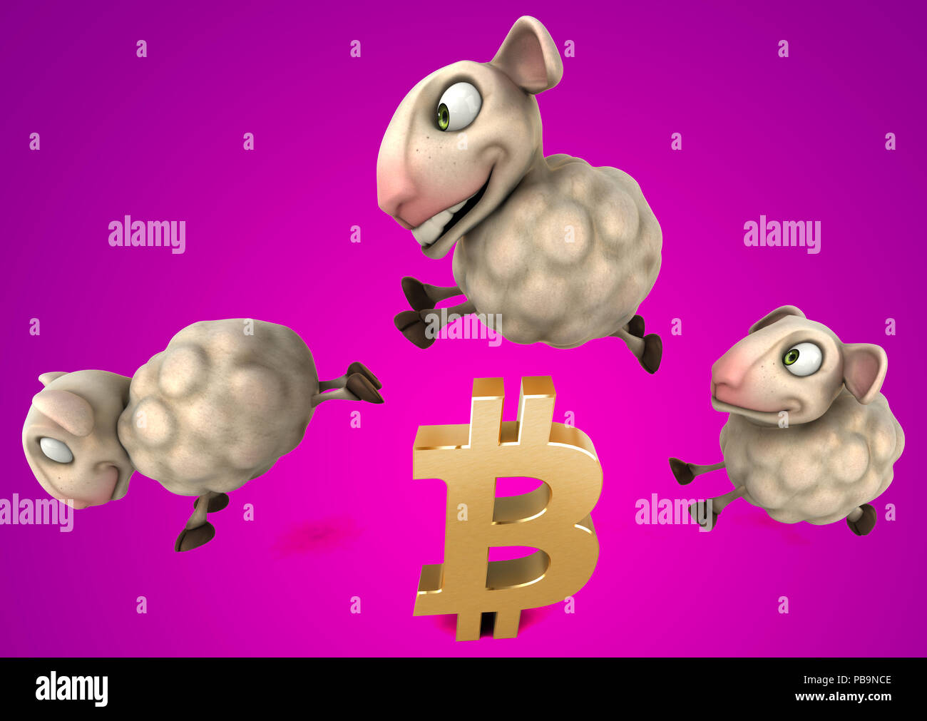 Sheep and bitcoin - 3D Illustration Stock Photo - Alamy