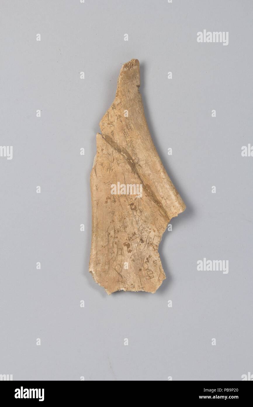 Oracle bone fragment. Culture: China. Dimensions: H. 7 1/2 in. (19.1 cm ...