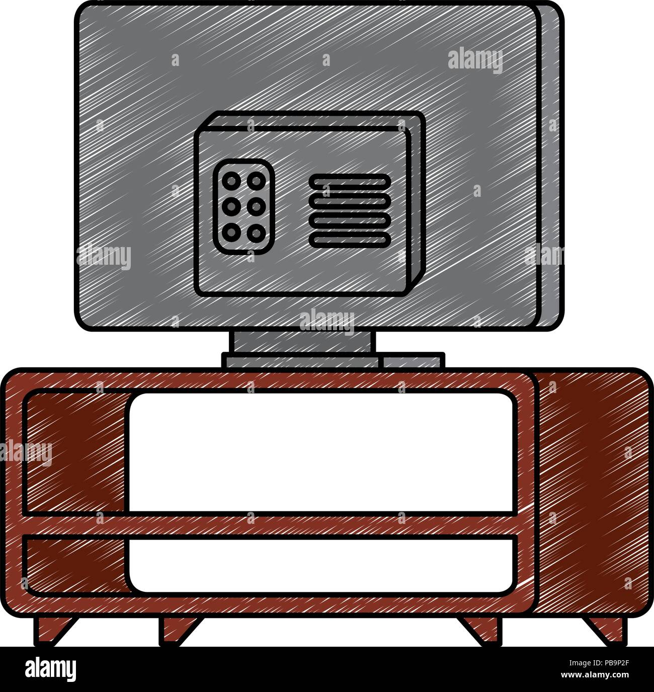modern tv back in table wooden vector illustration design Stock Vector ...