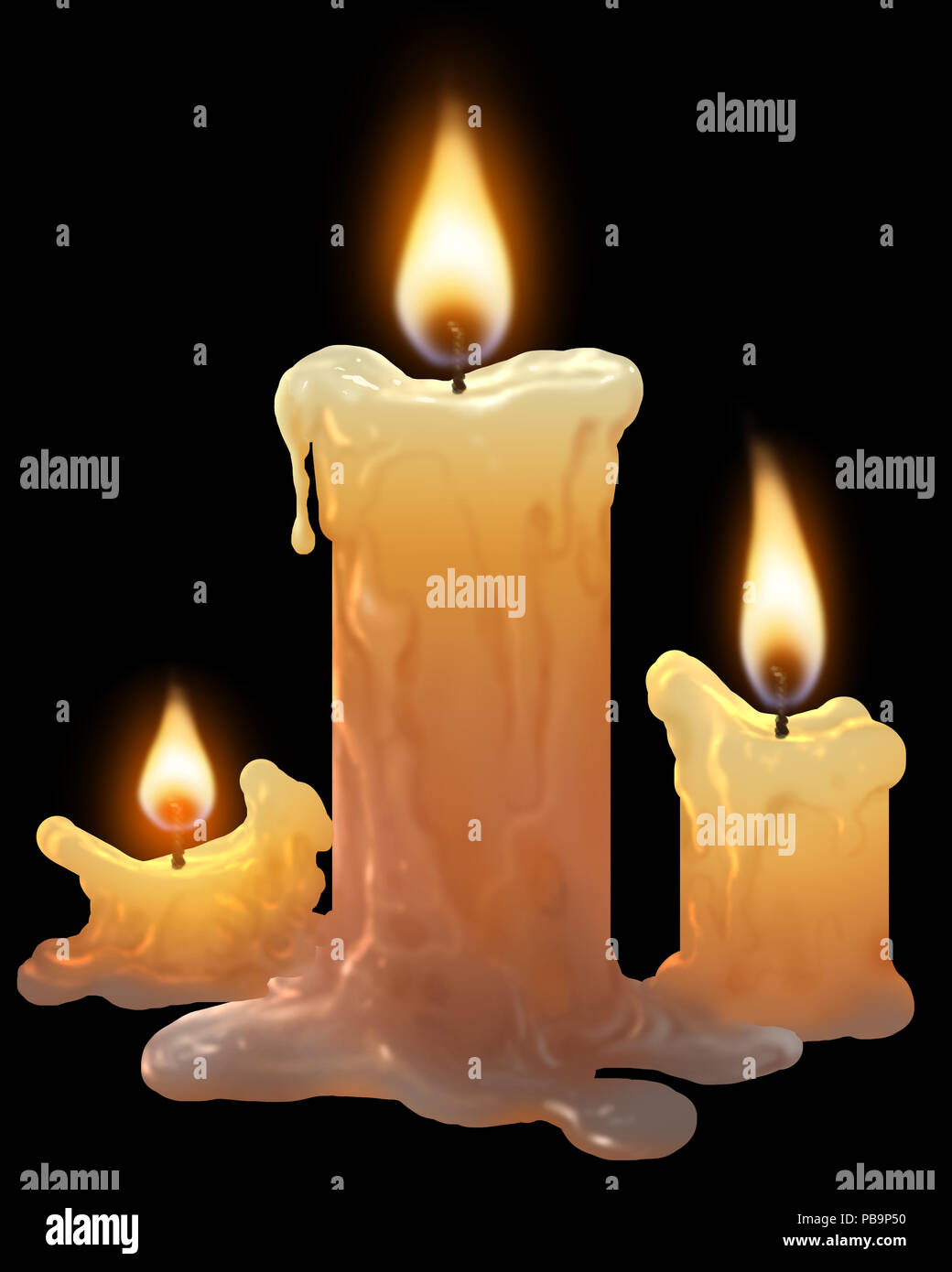 Three candles illustration Stock Photo - Alamy