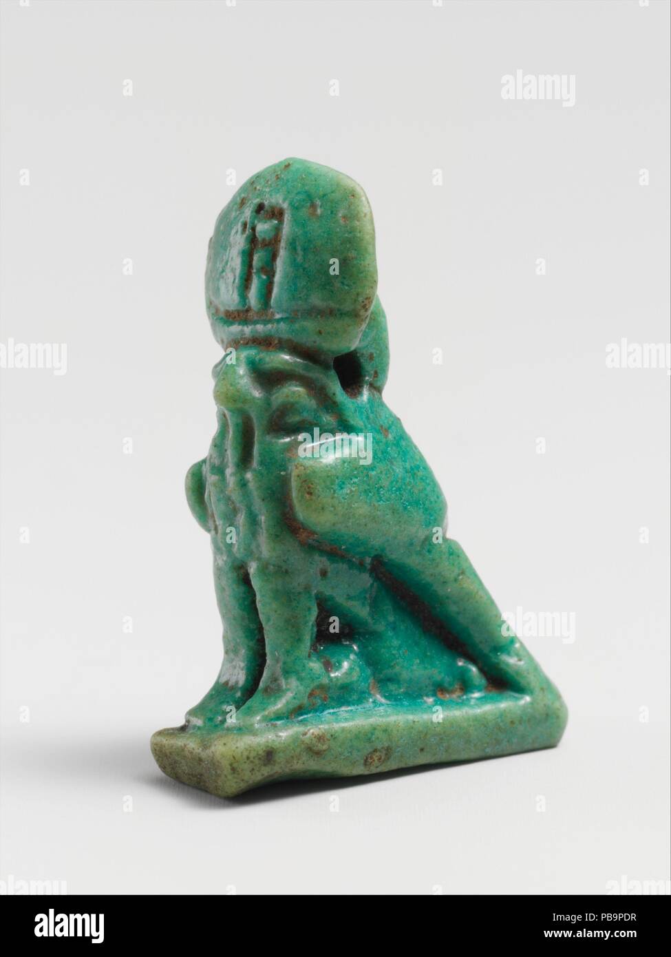 Faience amulet of Ra Horakhty. Culture: Egyptian. Dimensions: H.: 1 1/8 ...