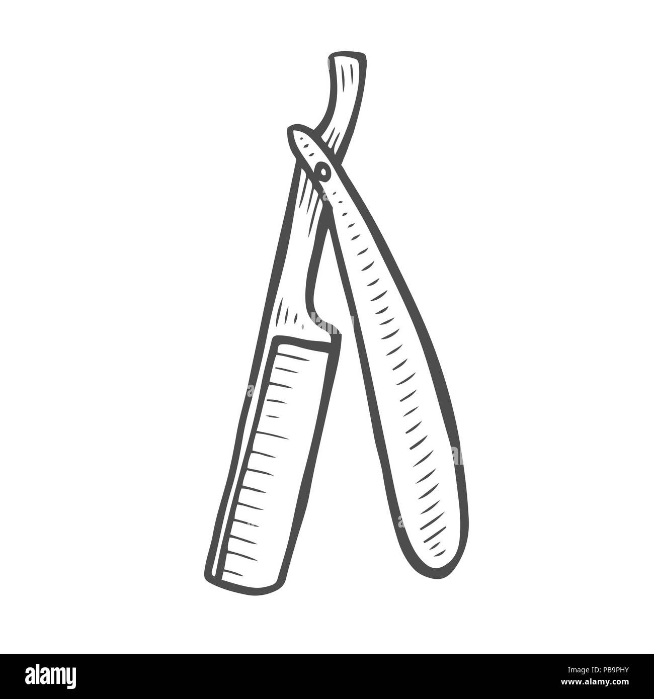 Traditional Straight Razor Drawing