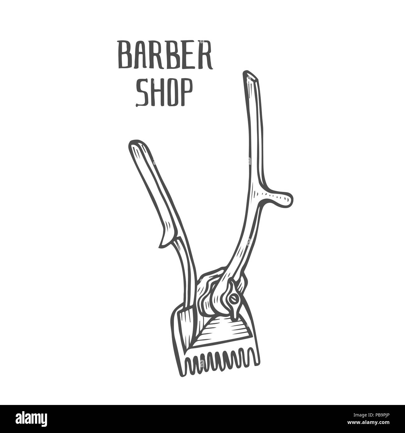 Hand drawn Mechanical hair clipper vector illustration isolated on ...