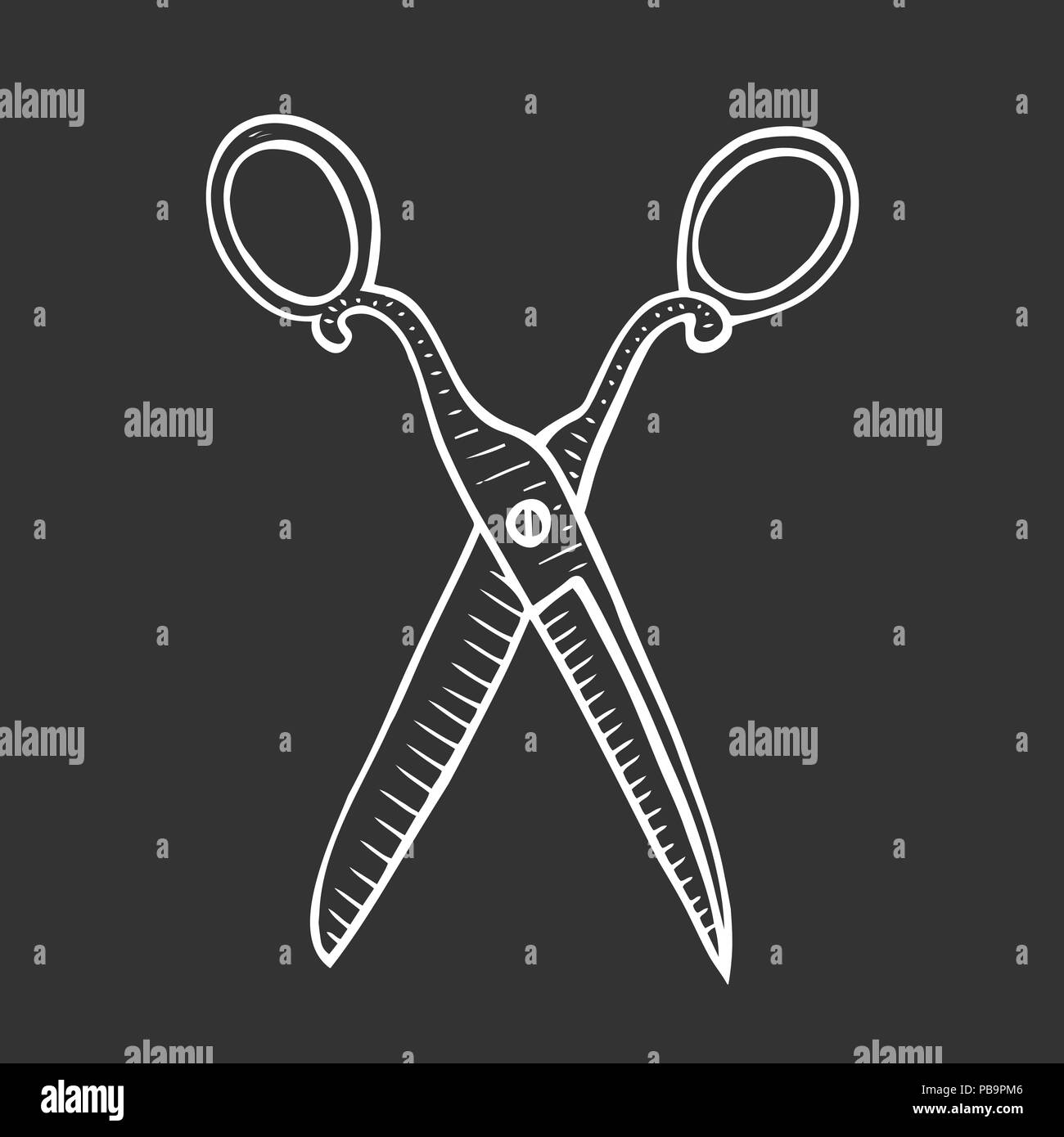 Cutting scissor. Doodle style. Vector illustration. Hand drawn isolated ...