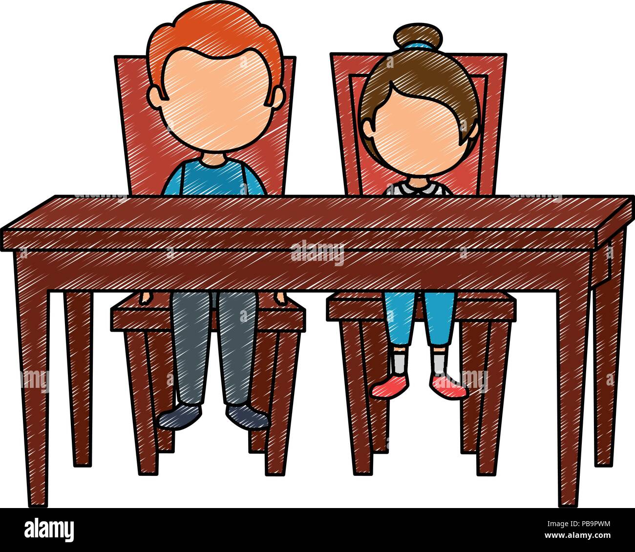 cute and little kids in the table vector illustration design Stock ...