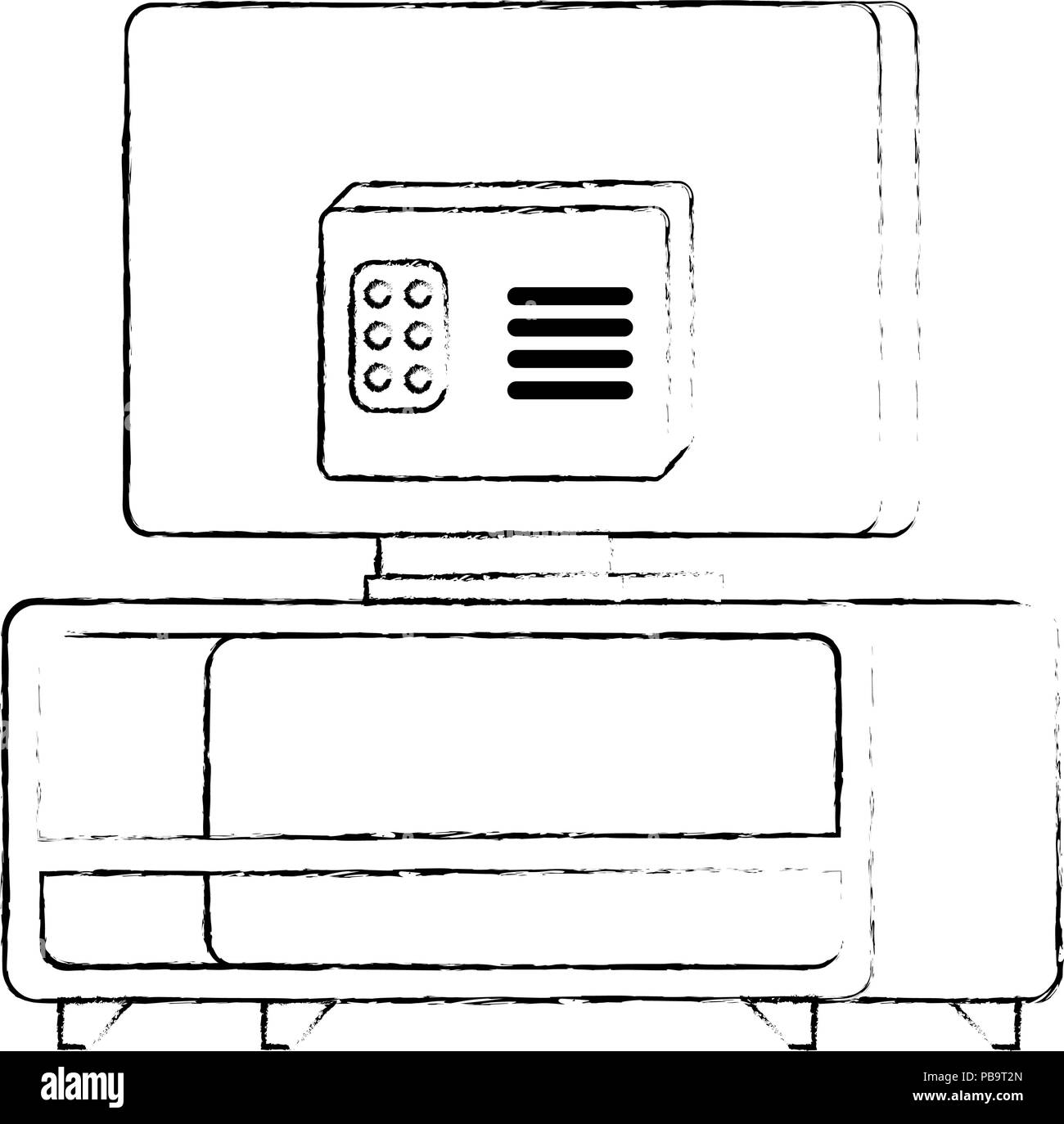 modern tv back in table wooden vector illustration design Stock Vector ...