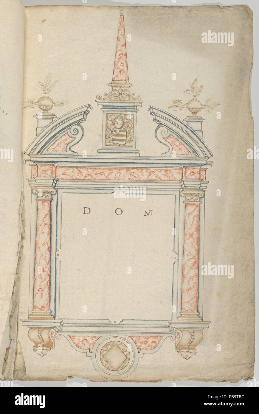 Design for an Epitaph in Red Marble, surmounted by an Obelisk. Artist ...