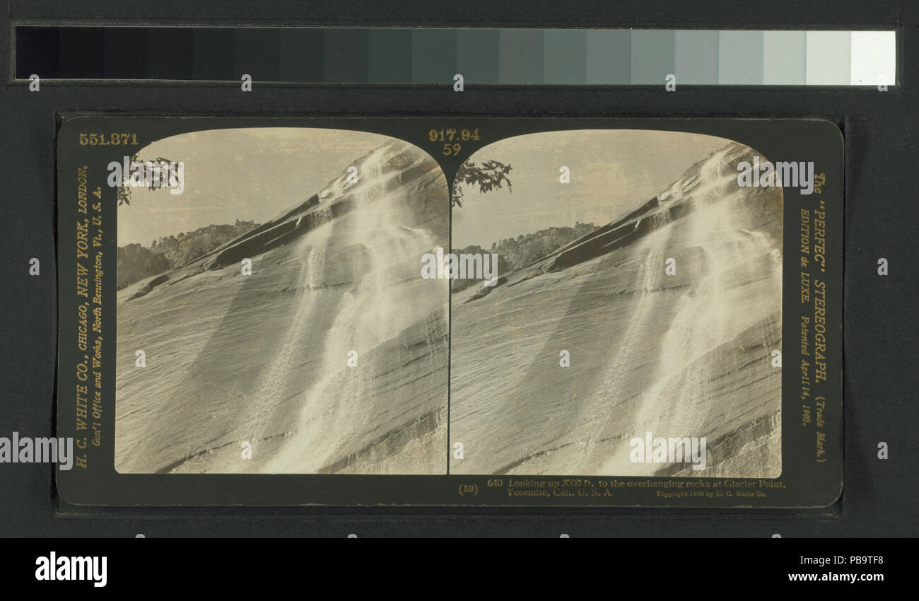 935 Looking up 3000 ft. to the overhanging rocks at Glacier Point ...