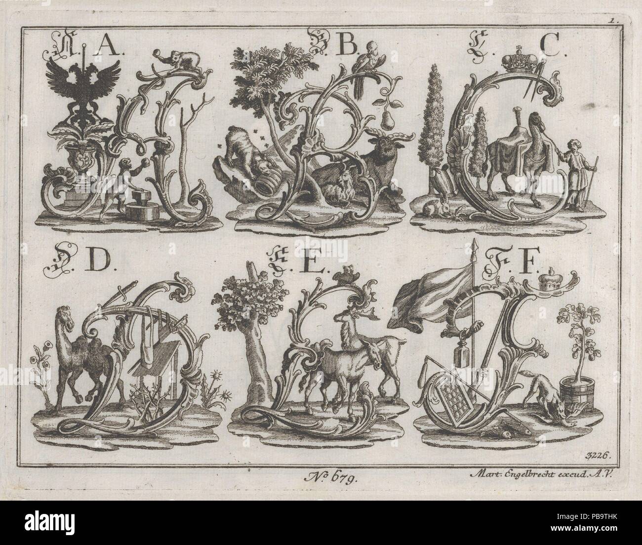 Decorated Roman alphabet. Dimensions: Sheet: 9 in. × 11 1/8 in. (22.8 × ...