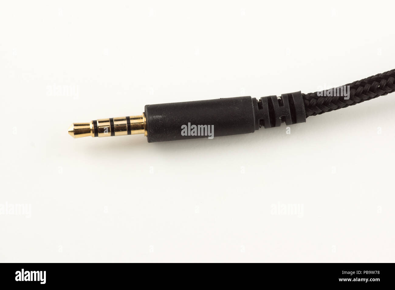 black wires in braid with plugs isolated on white background Stock ...