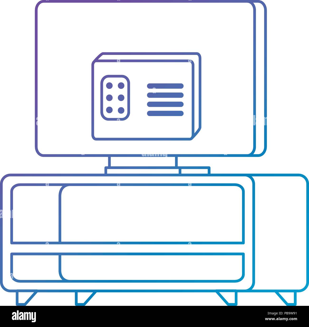 modern tv back in table wooden vector illustration design Stock Vector ...