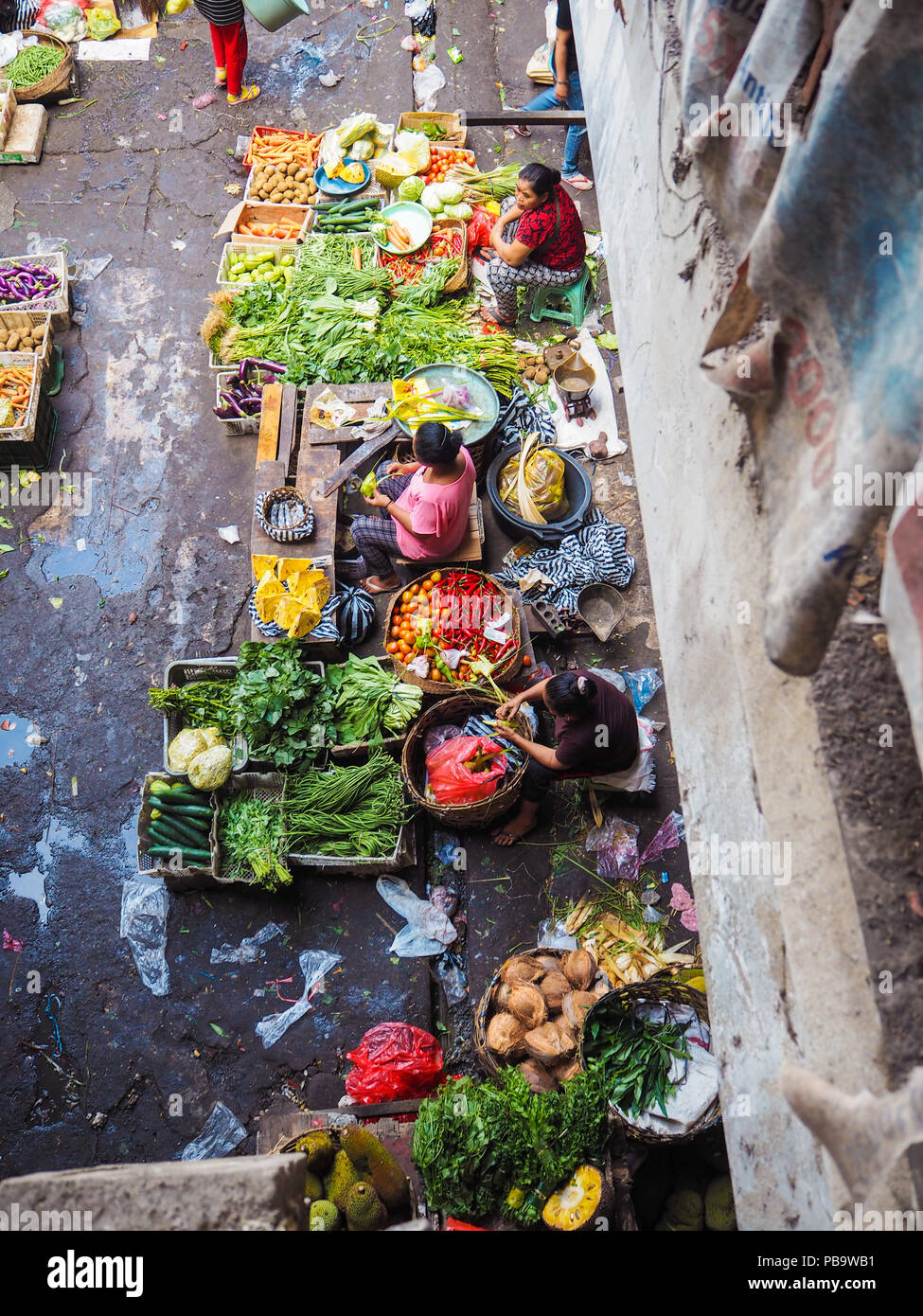 Bali, Indonesia - April 2017: Women selling fresh food at the market in ...