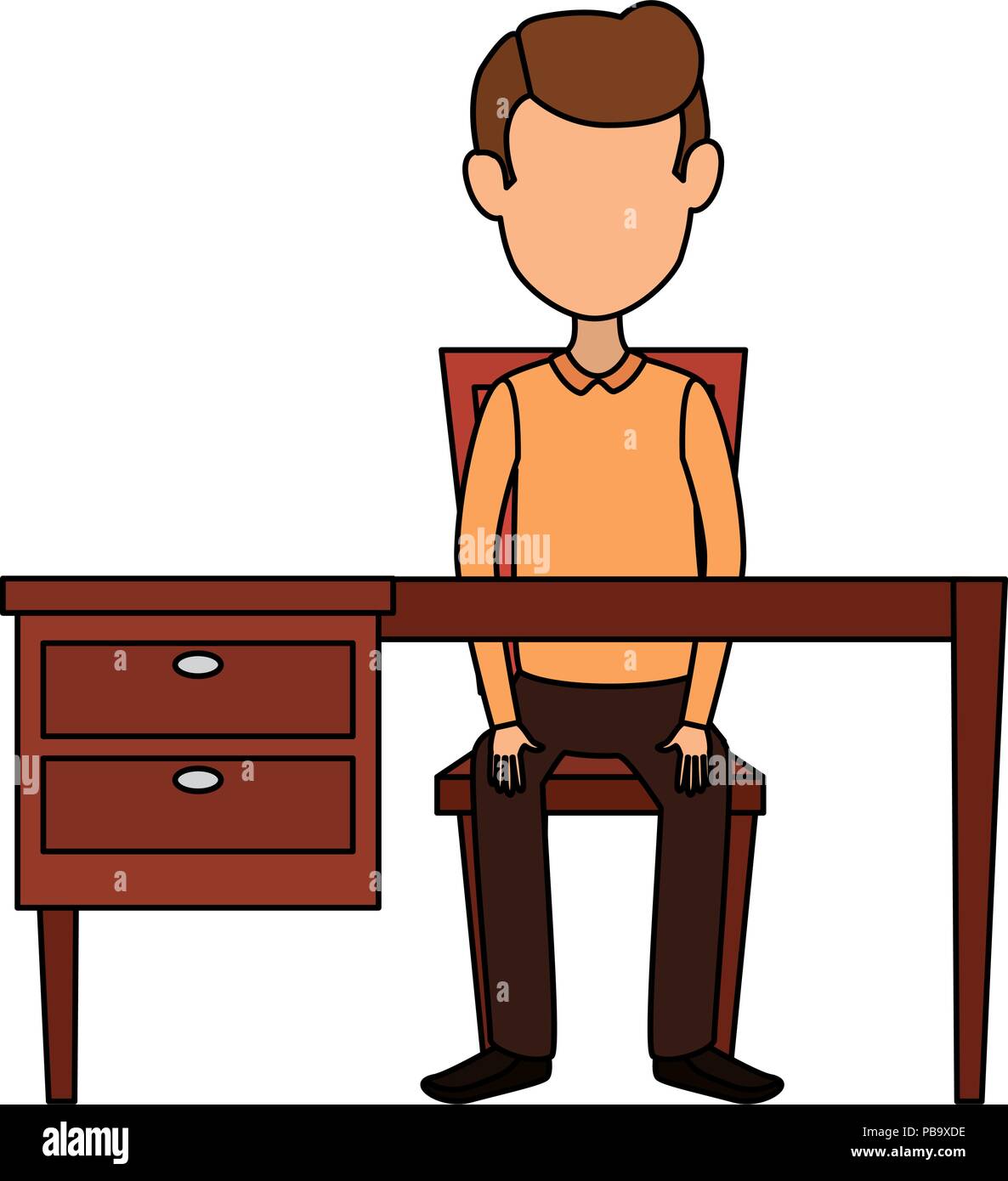 Portrait businessman sitting desk in Stock Vector Images - Alamy