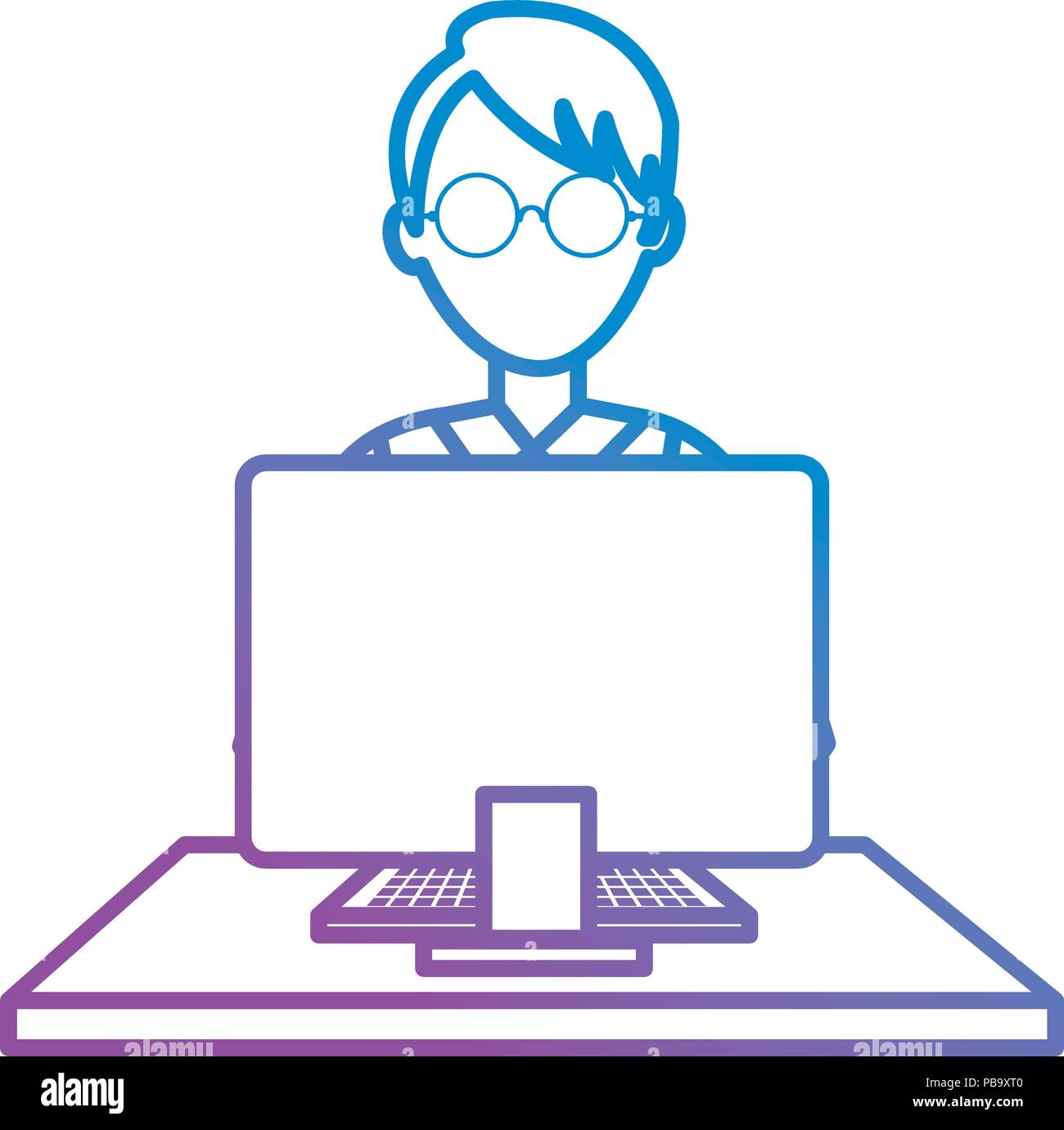 Working desktop computer using keyboard Stock Vector Images - Alamy