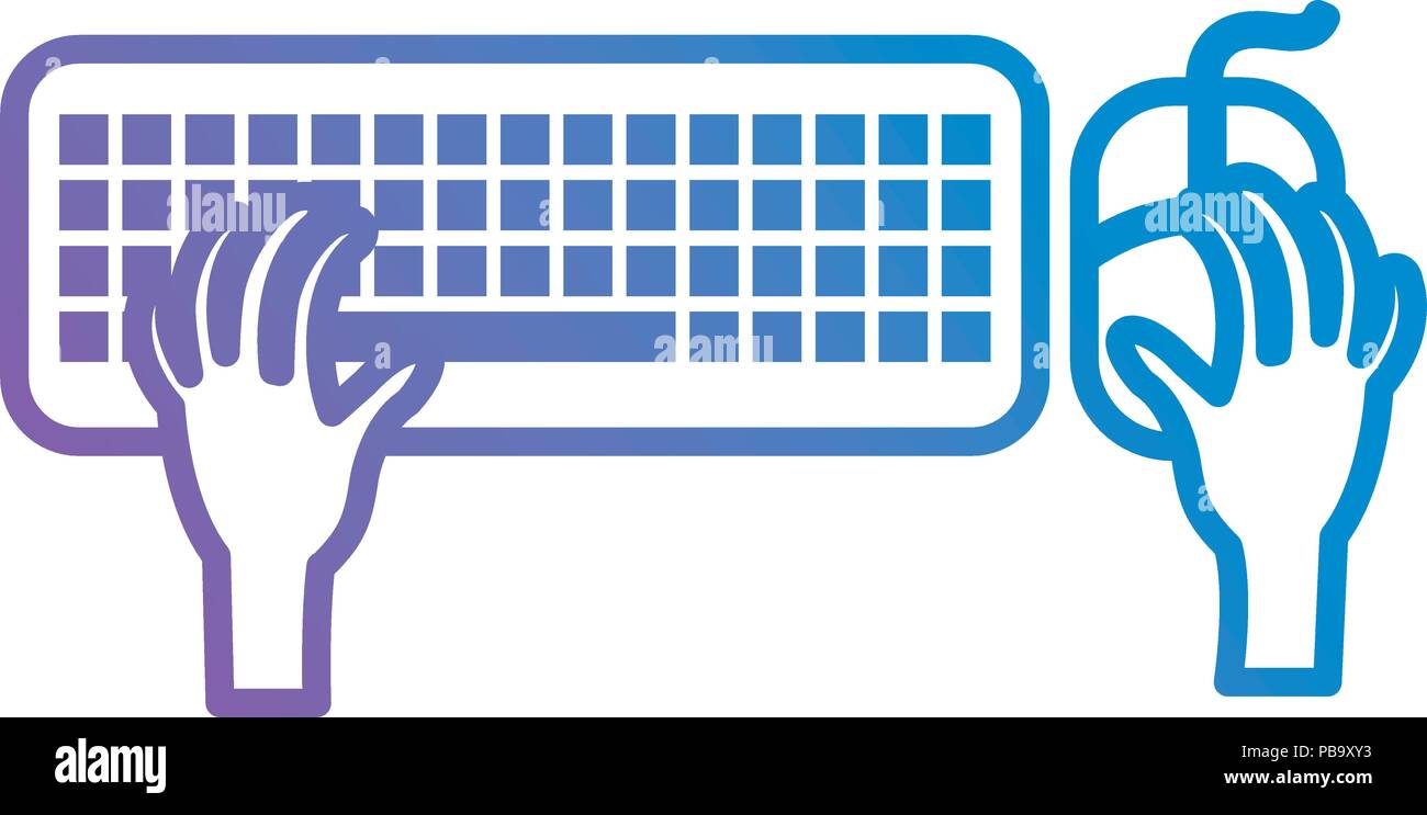 hands typing in keyboard and mouse Stock Vector Image & Art - Alamy