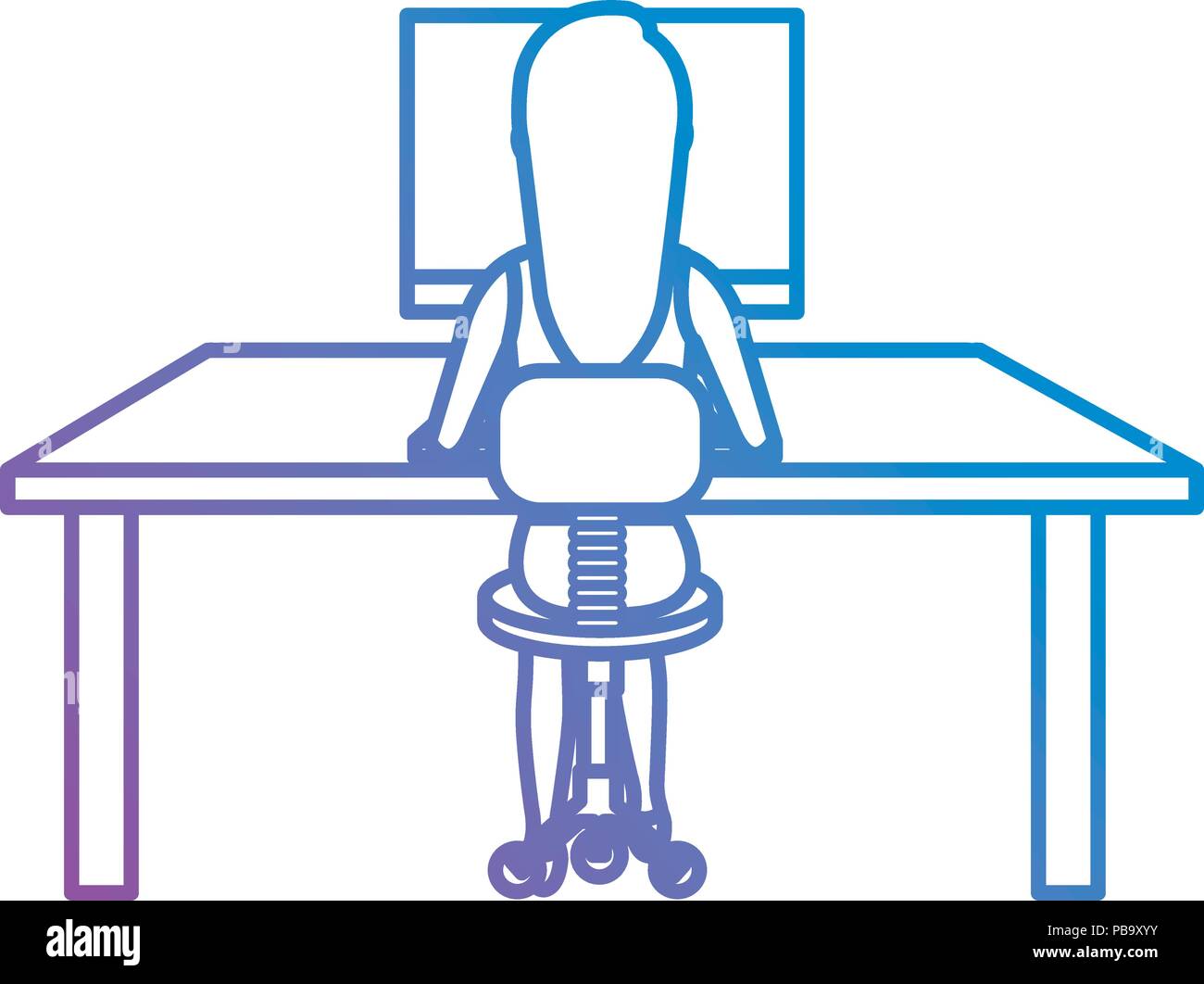 user female with computer desktop Stock Vector Image & Art - Alamy