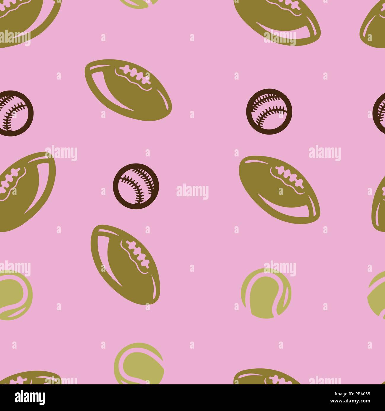 Rugby, baseball, tennis ball pattern seamless. Vector illustration ...