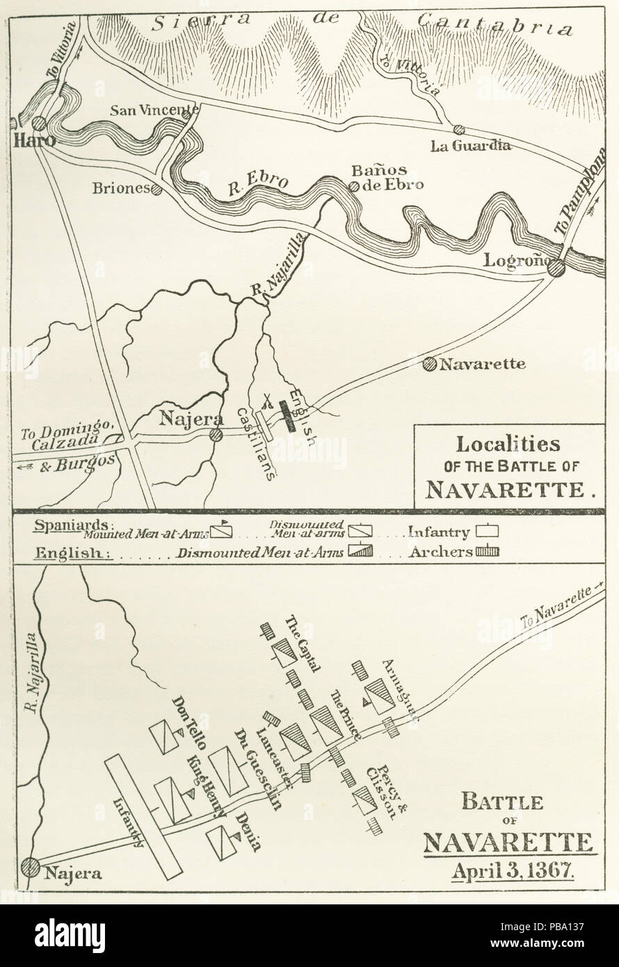 Battle of Navarette map Stock Photo - Alamy