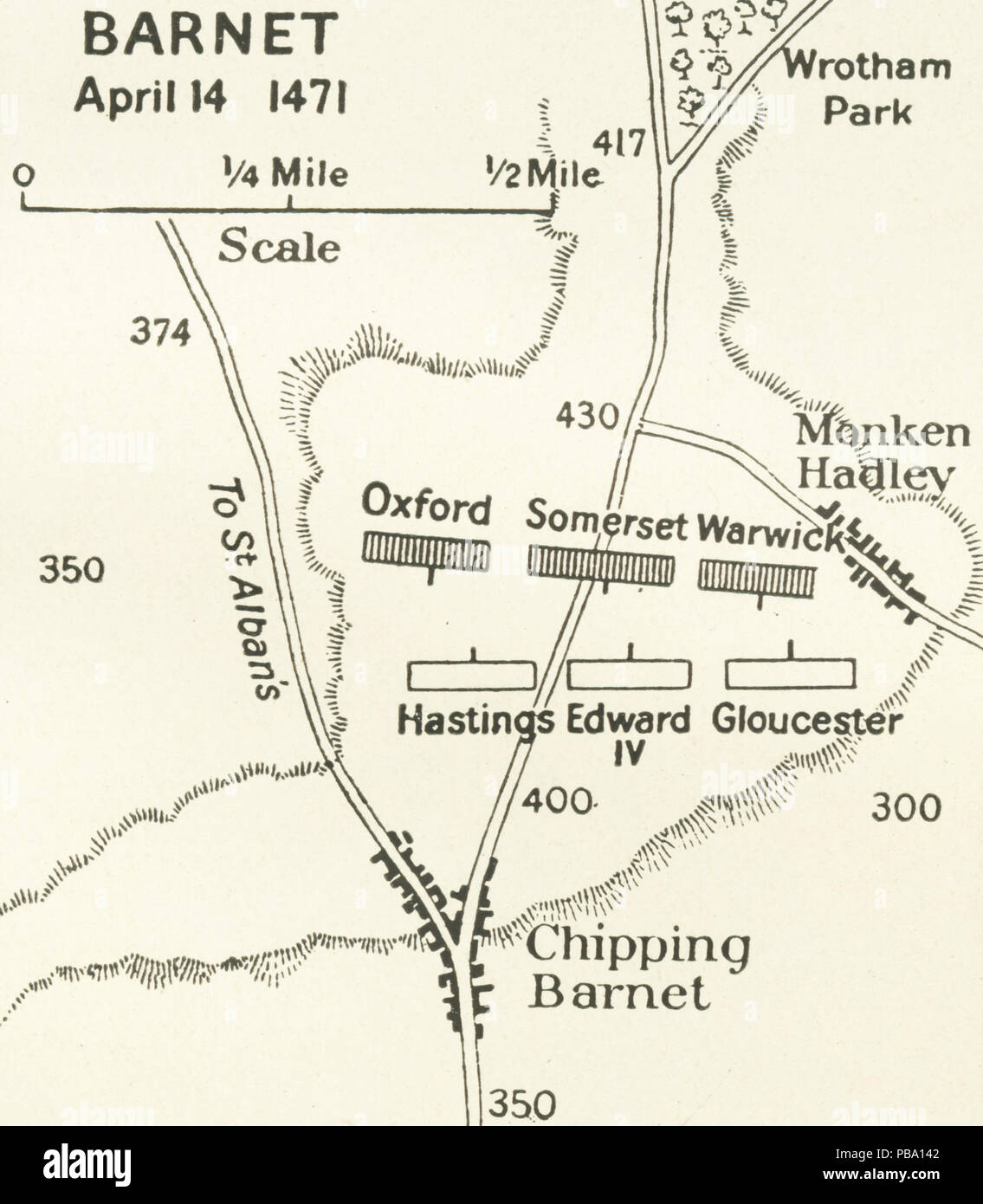 Battle of Barnet map Stock Photo - Alamy