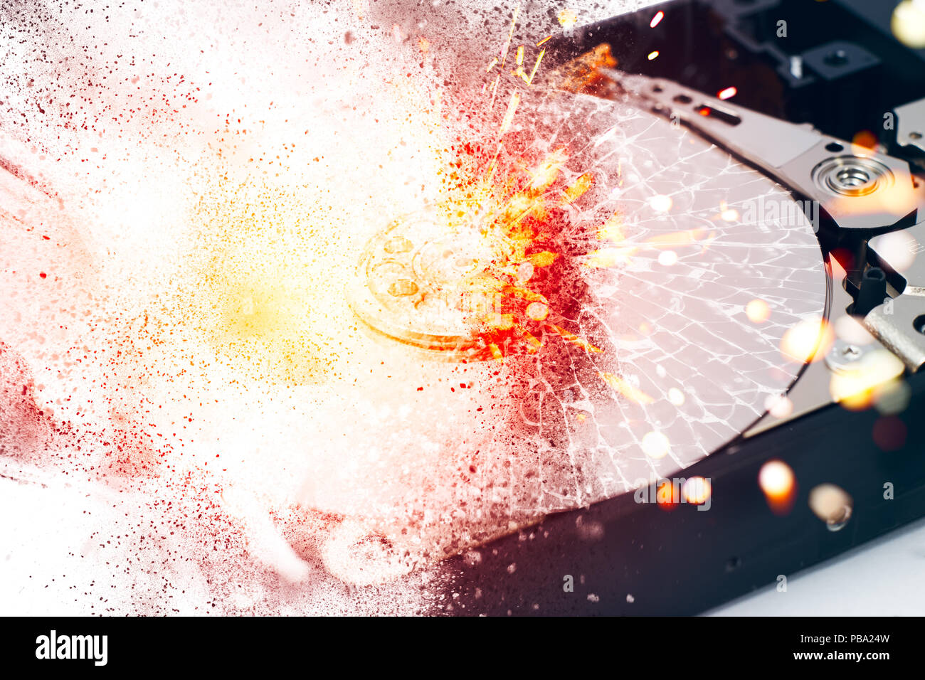 Explosive Hard disk drive (hdd) lost data memory of computer storage concept Stock Photo - Alamy