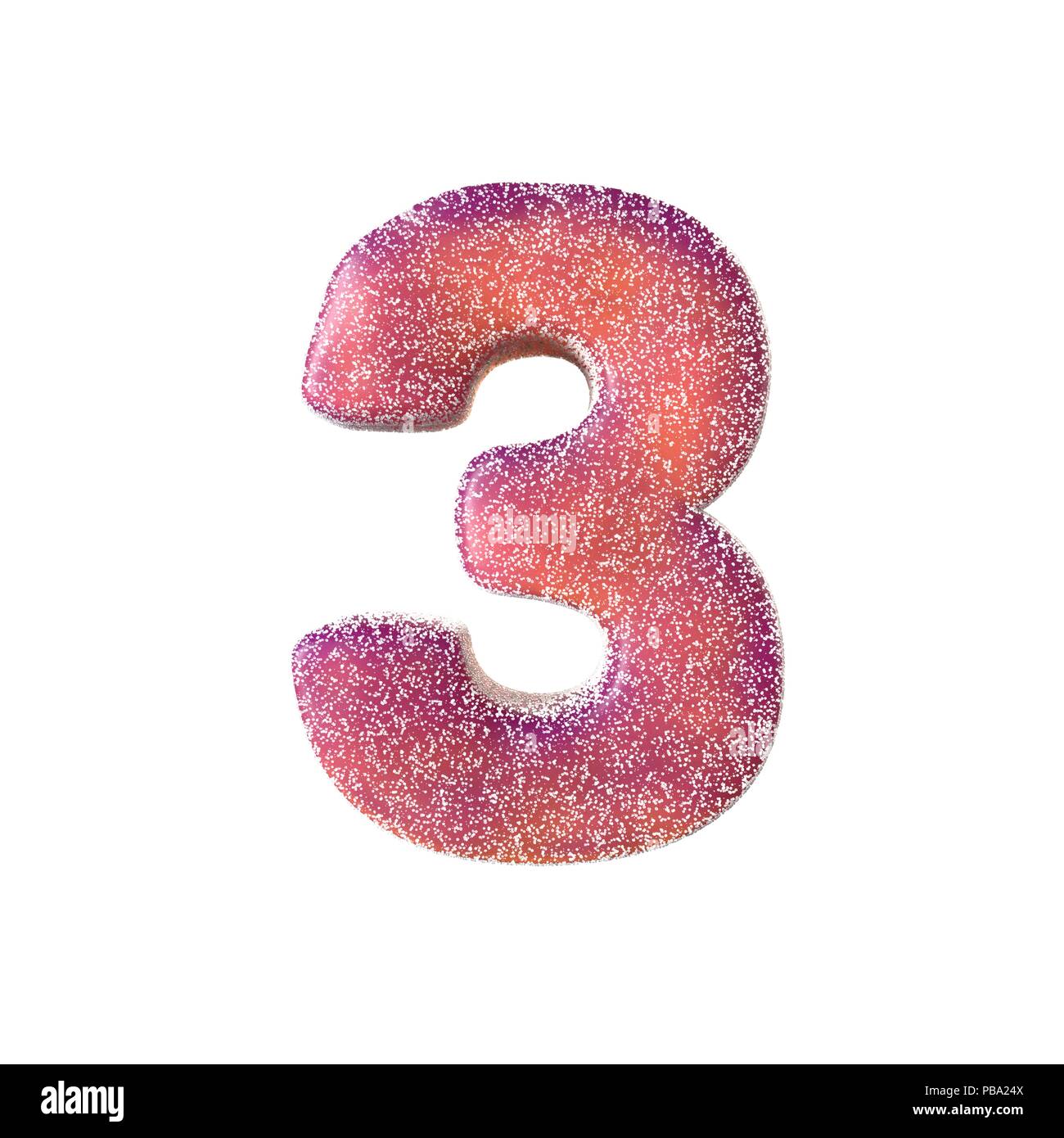 Red sour candy number 3 Isolated on white background Stock Photo - Alamy