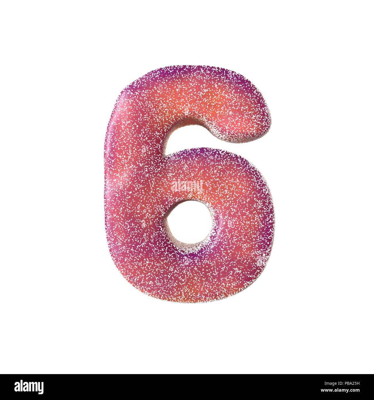 Red sour candy number 6 Isolated on white background Stock Photo - Alamy