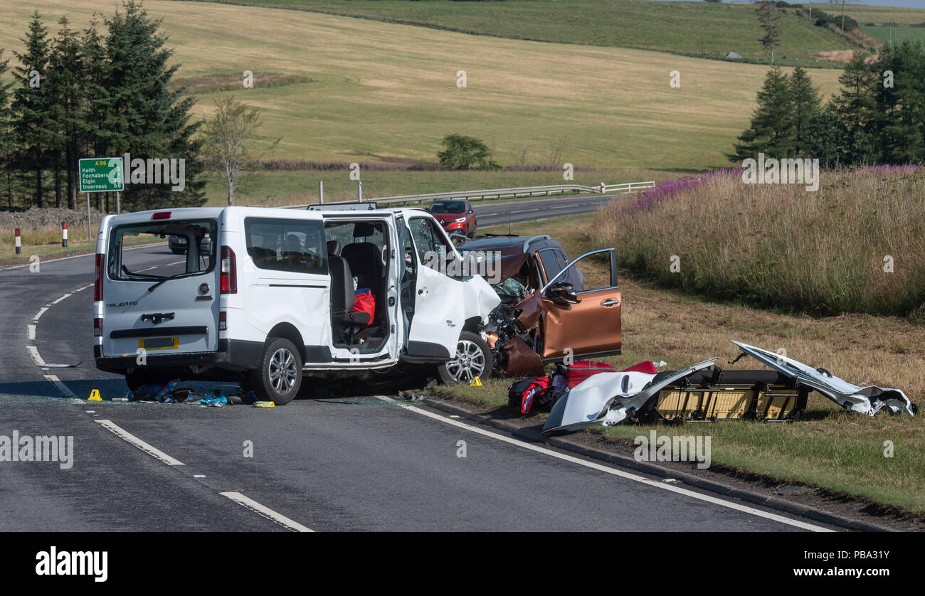 The scene on the A96 between Huntly and Keith in Moray where a five ...