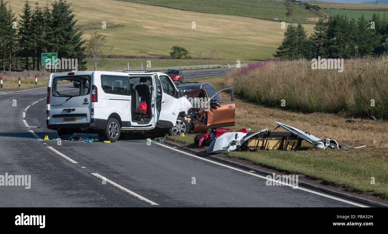 The scene on the A96 between Huntly and Keith in Moray where a five ...