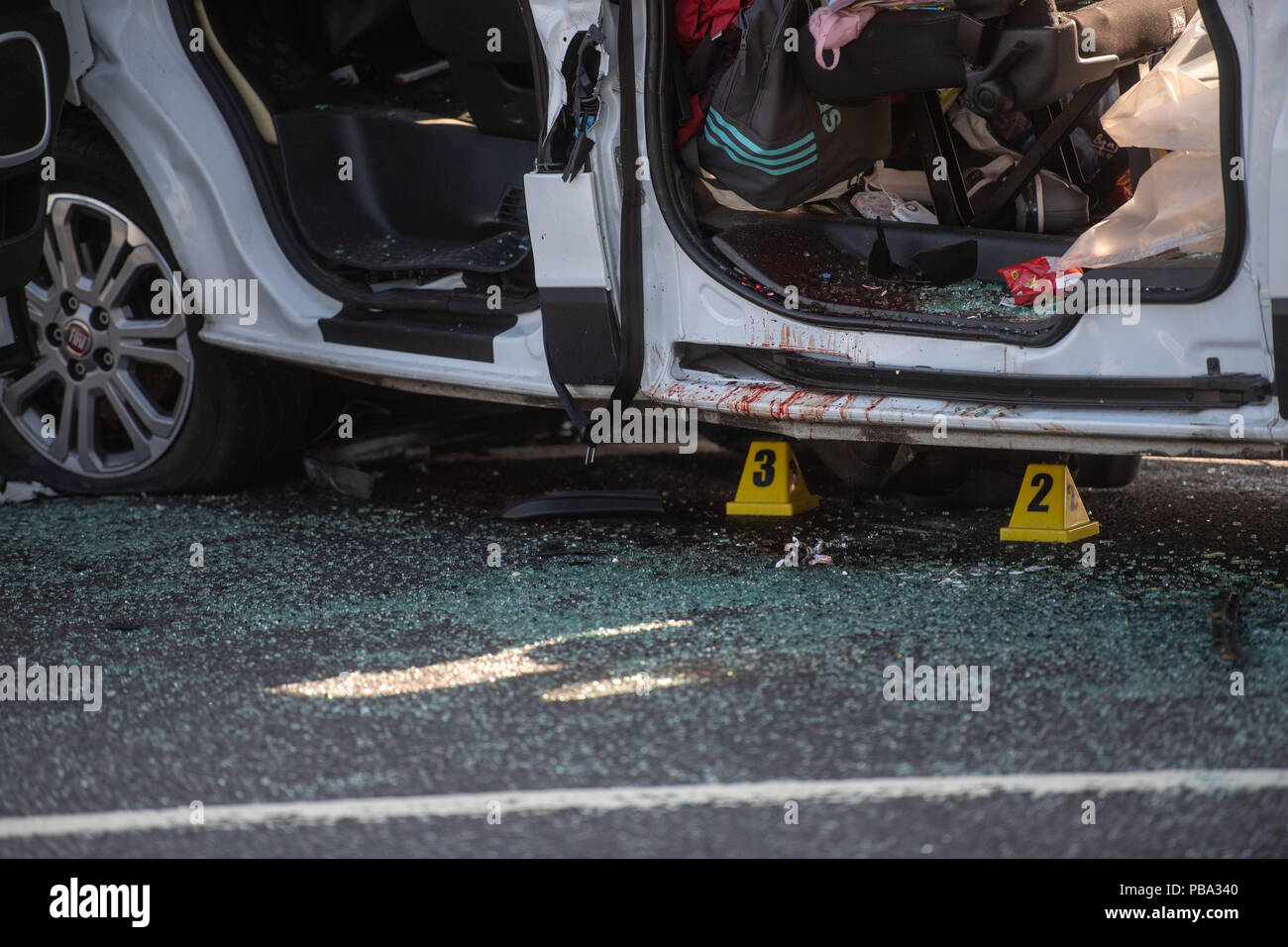 The scene on the A96 between Huntly and Keith in Moray where a five ...