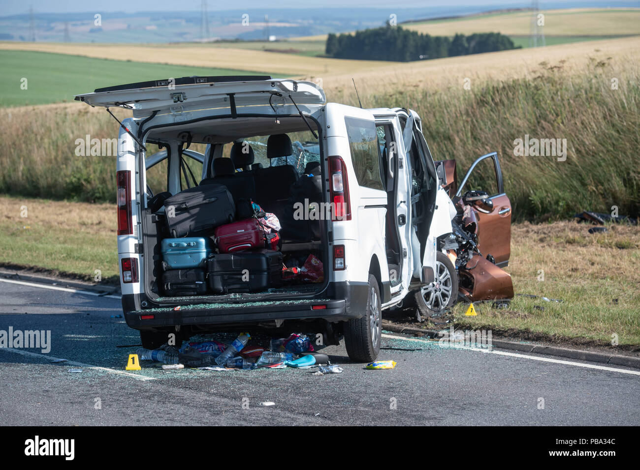 The scene on the A96 between Huntly and Keith in Moray where a five ...