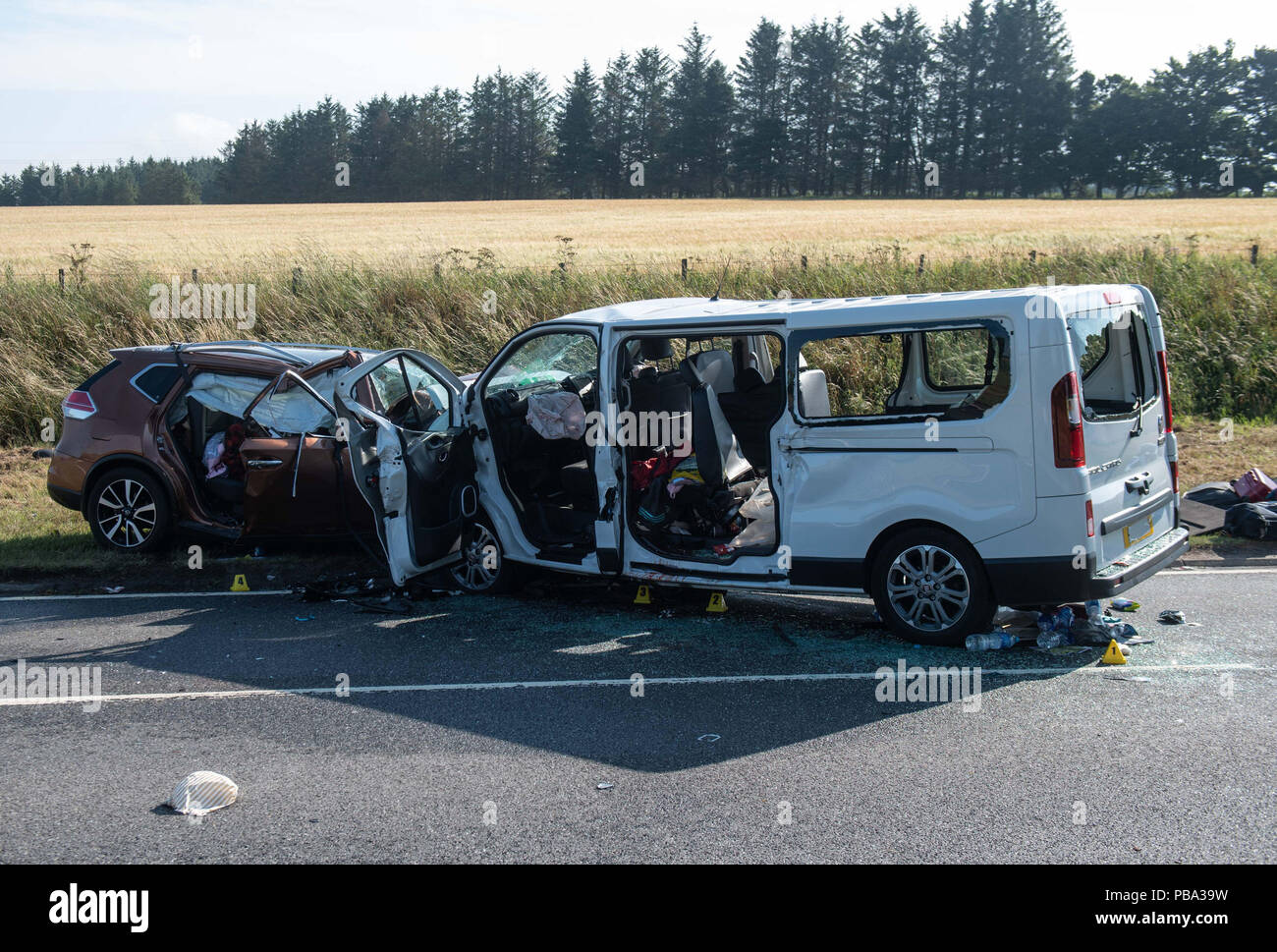 The scene on the A96 between Huntly and Keith in Moray where a five ...