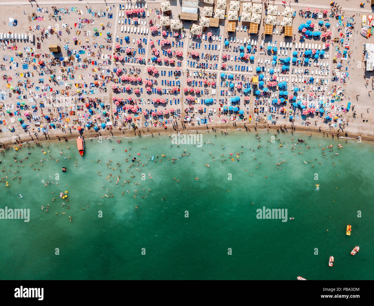 COSTINESTI, ROMANIA - JULY 11, 2018: Aerial Drone View Of People Having ...