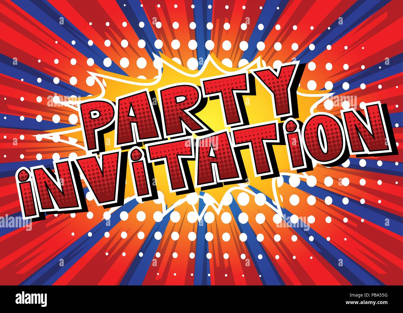 Party Invitation - Comic book style word on abstract background Stock ...