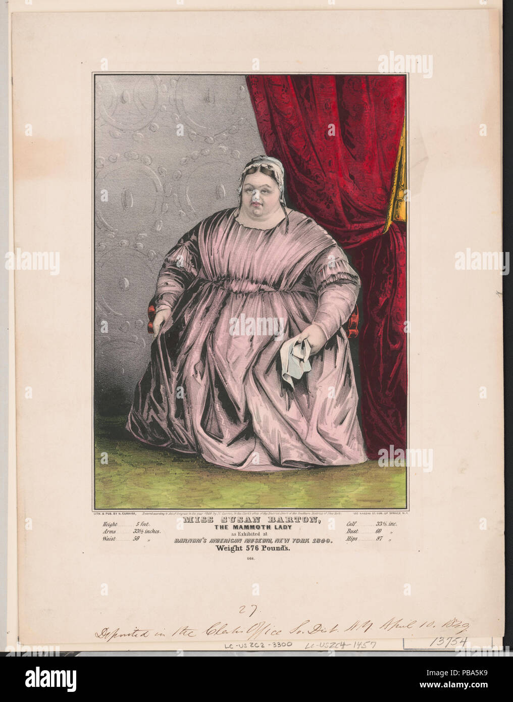 1049 Miss Susan Barton- the mammoth lady, as exhibited at Barnum's ...