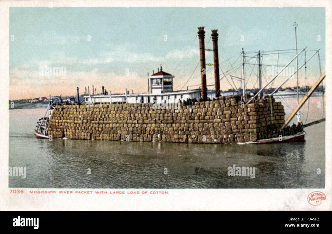 1050 Mississippi River Packet, With Large Load of Cotton (NBY 429415 ...