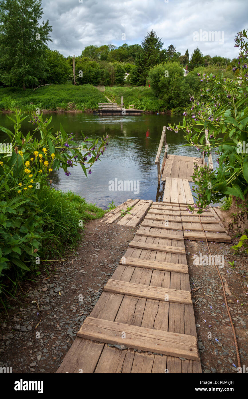 The Hampton Loade Reaction Ferry jetty on the banks of the River Severn ...