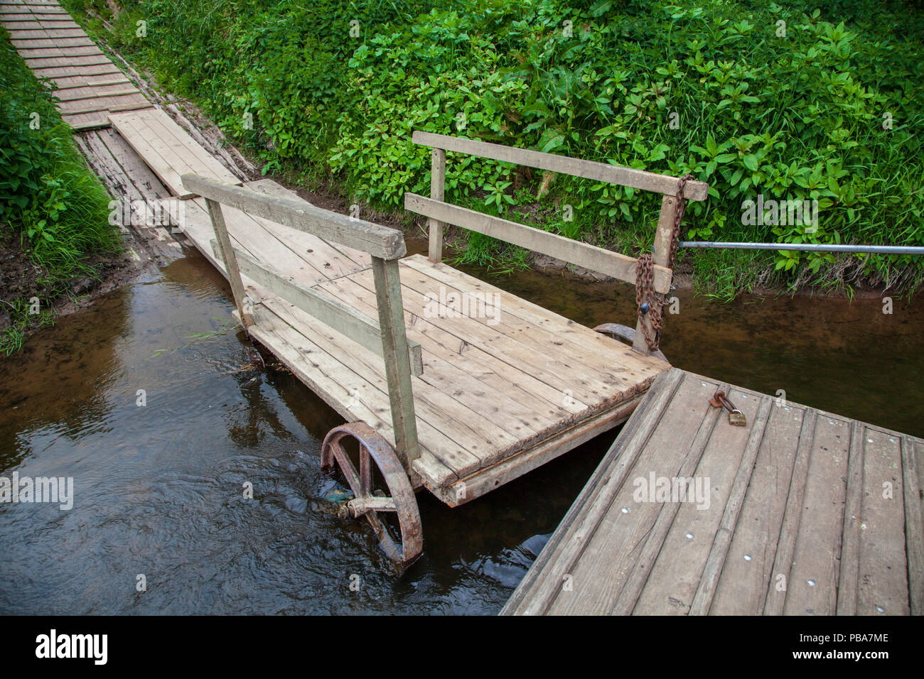 The Hampton Loade Reaction Ferry jetty on the banks of the River Severn ...